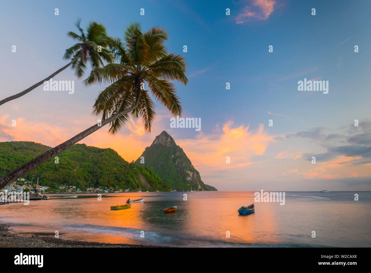 Caribbean, St Lucia, Soufriere, Soufriere Bay, Soufriere Beach and ...
