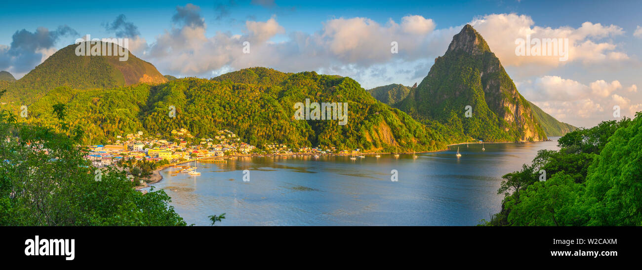 Caribbean, St Lucia, Soufriere, Soufriere Bay, Petit Piton (UNESCO ...