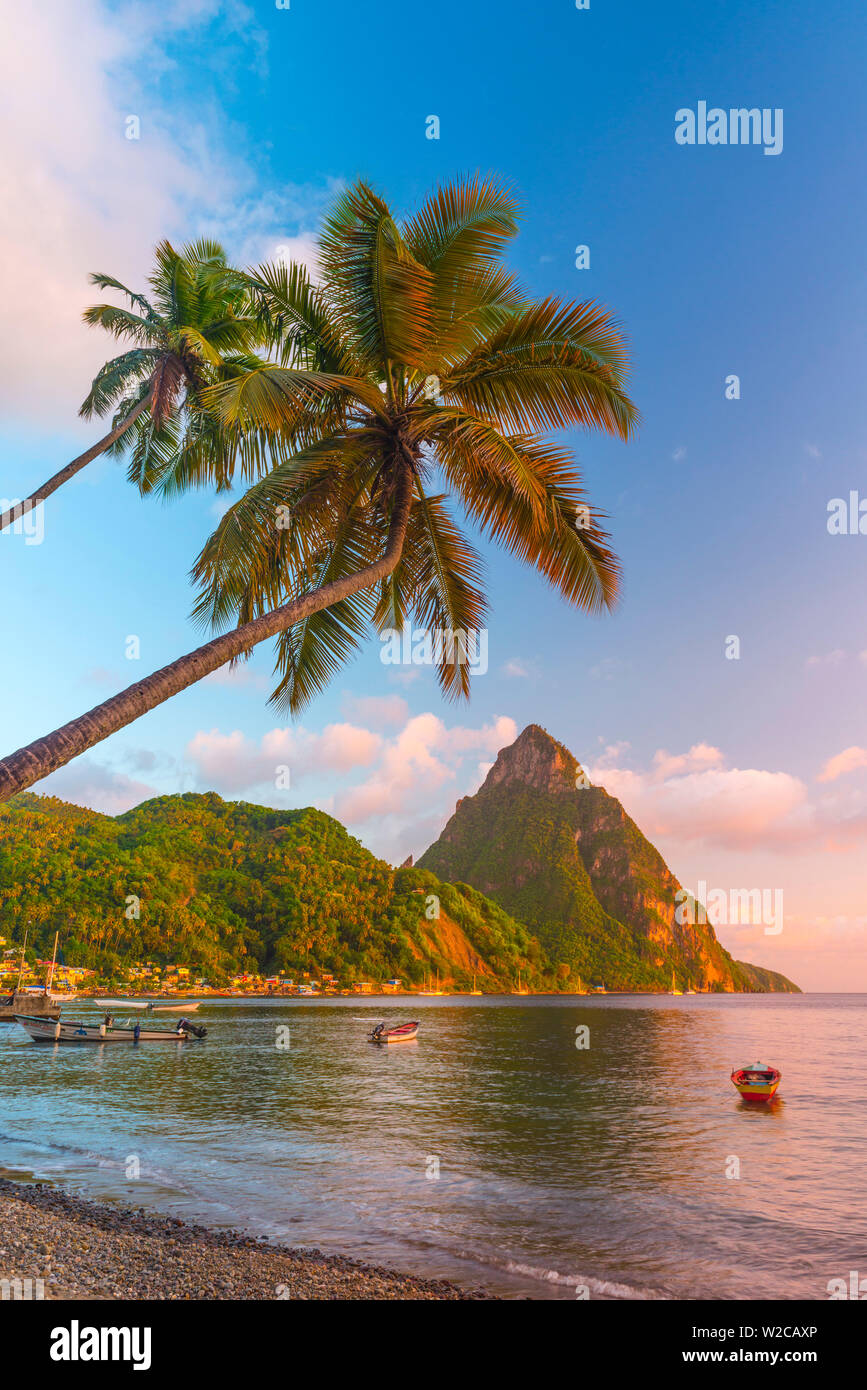Caribbean, St Lucia, Soufriere, Soufriere Bay, Soufriere Beach and ...