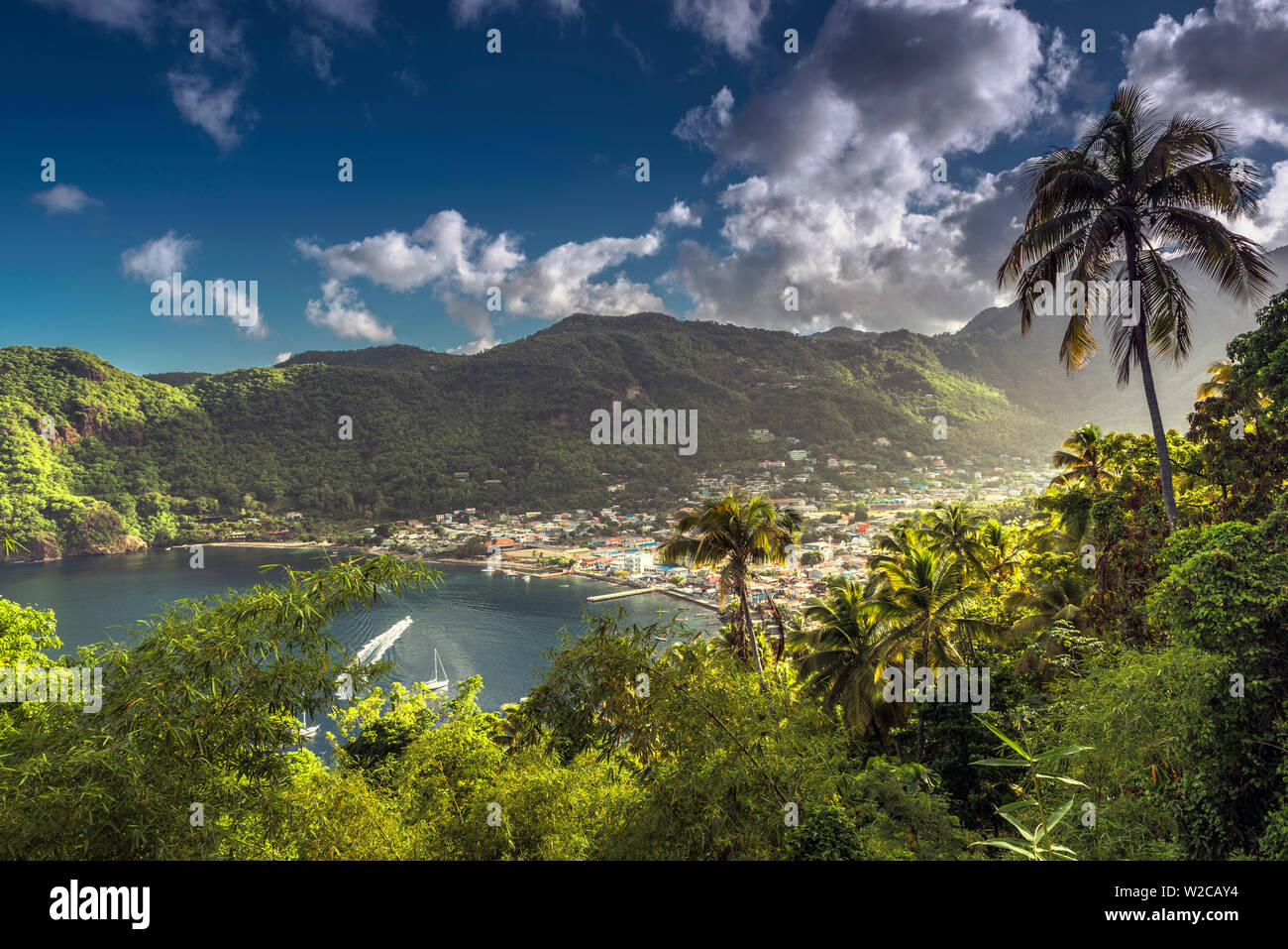 Caribbean, St Lucia, Soufriere, Soufriere Bay Stock Photo - Alamy