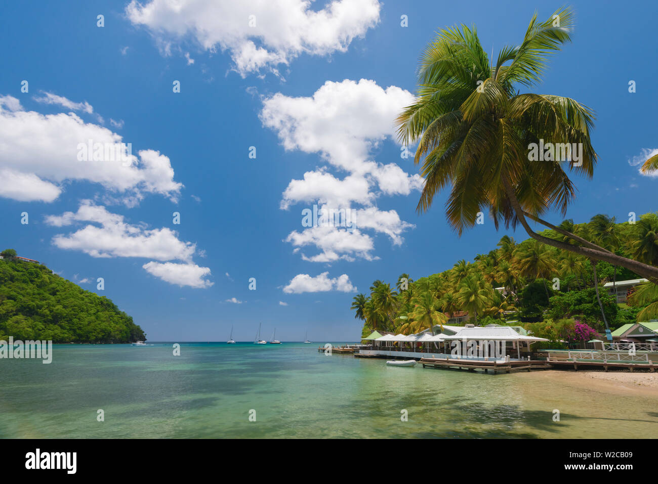 Caribbean, St Lucia, Marigot, Marigot Bay, Marigot Bay Beach Club Hotel ...