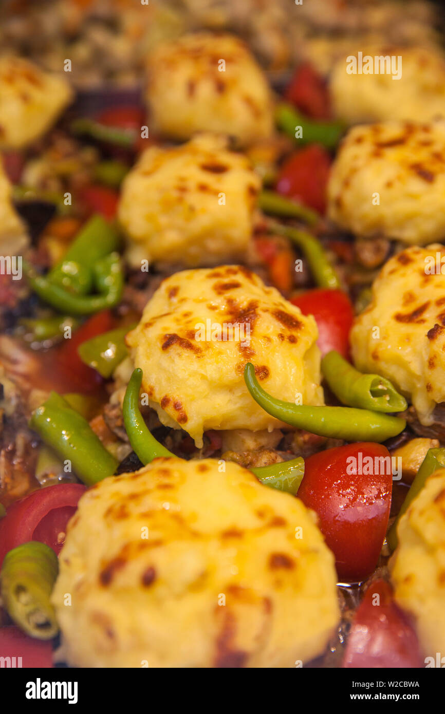 Turkey, Istanbul, Sultanahmet, Turkish food on display in the window of ...