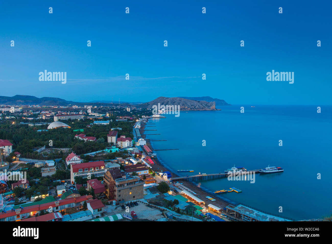 Ukraine, Crimea, Sudak View of city and Black Sea coast Stock Photo - Alamy