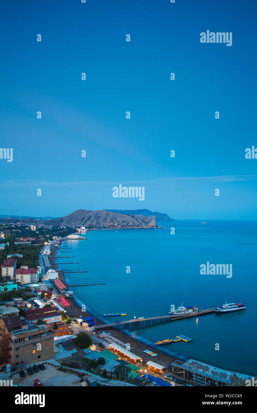 Ukraine, Crimea, Sudak View of city and Black Sea coast Stock Photo - Alamy