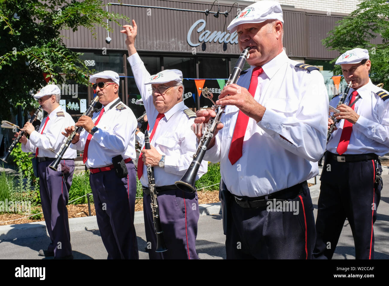 Italian Marching Band in Mile End Montreal Stock Photo - Alamy