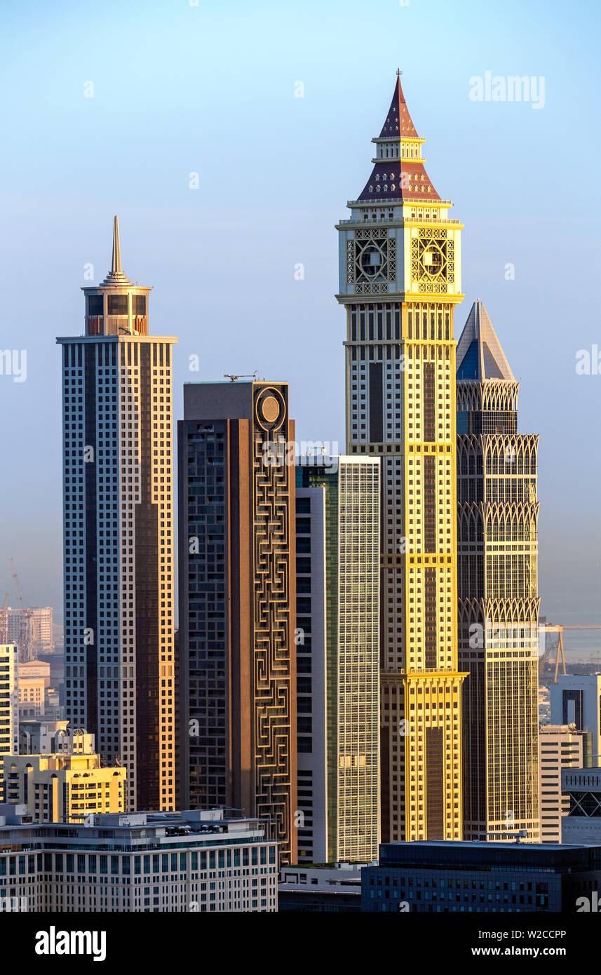 United Arab Emirates, Dubai, Sheikh Zayed Rd, traffic and new high rise ...