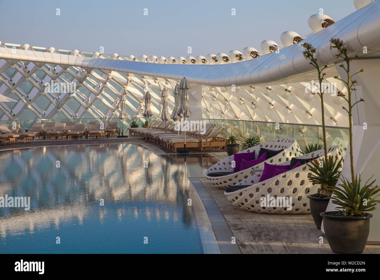United Arab Emirates, Abu Dhabi, Yas Island, Rooftop Swimming pool at ...