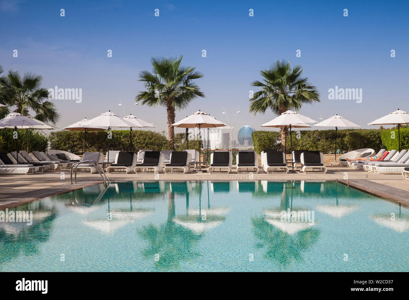 United Arab Emirates, Abu Dhabi, Yas Island, Swimming pool at Hotel ...