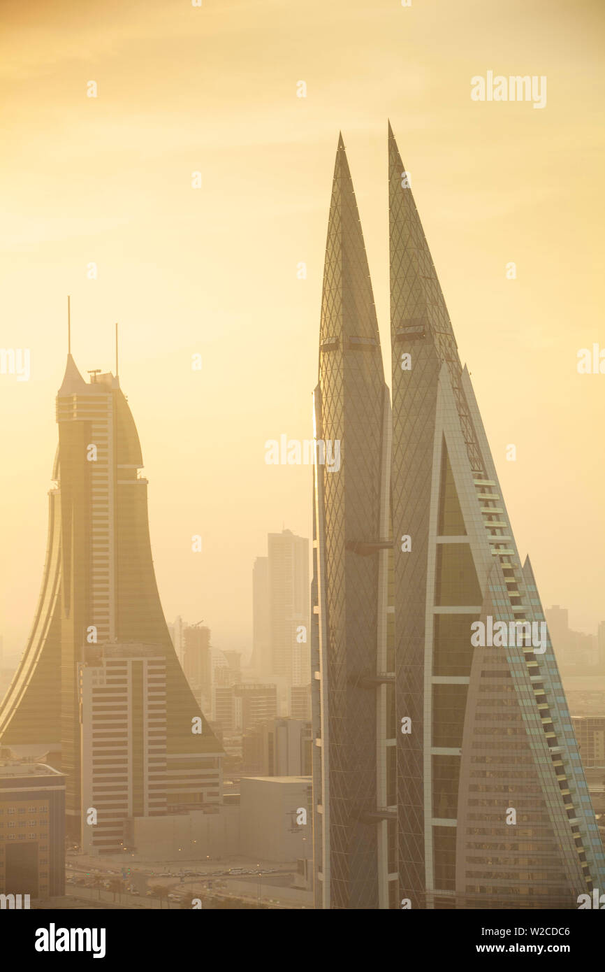 Bahrain, Manama, City center skyline looking towards Bahrain World ...