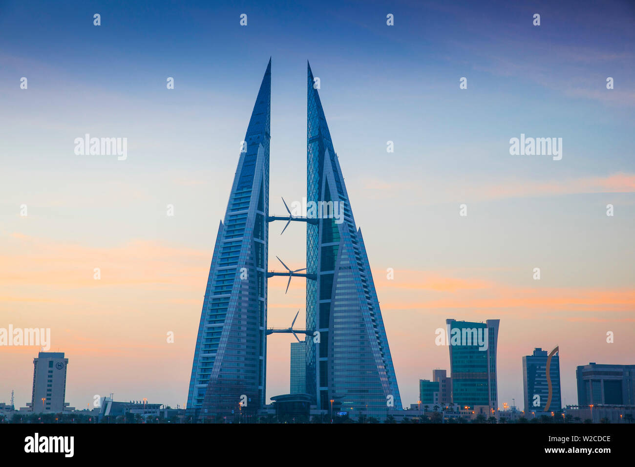Bahrain, Manama, Bahrain Bay, Bahrain World Trade Center and city ...