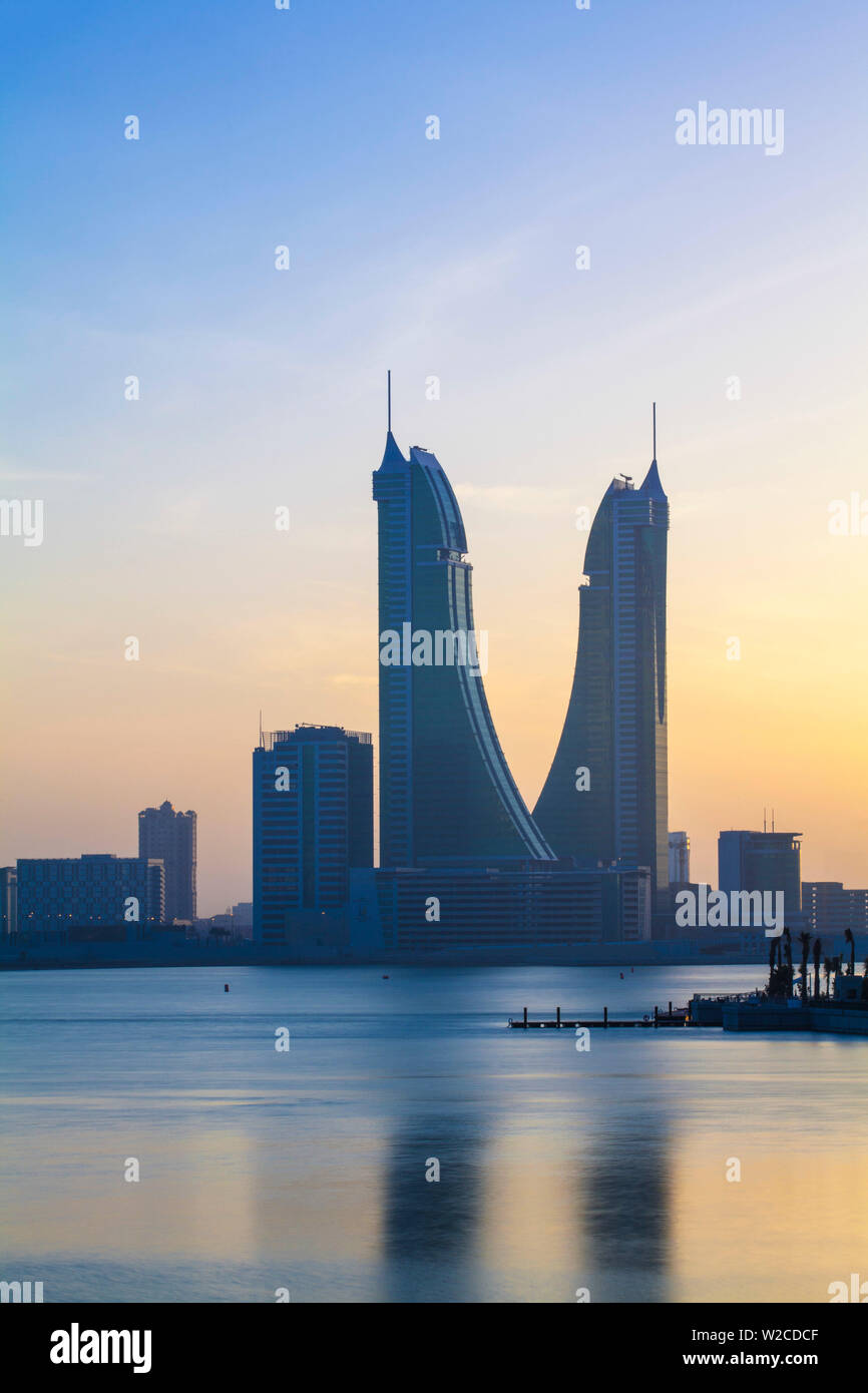 Bahrain, Manama, Bahrain Financial Harbour, Harbour Towers Stock Photo ...