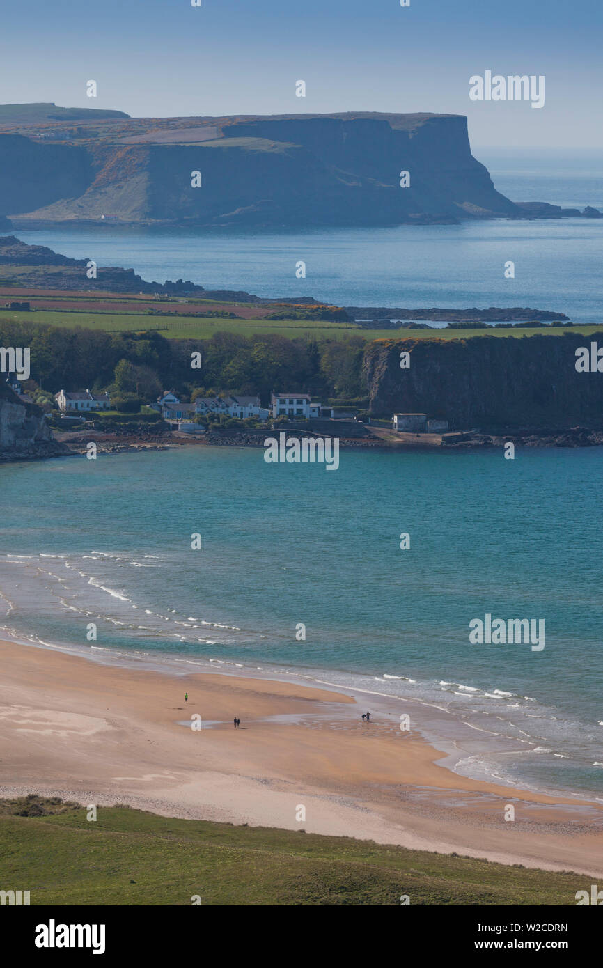 UK, Northern Ireland, County Antrim, Portbradden, elevated village view ...