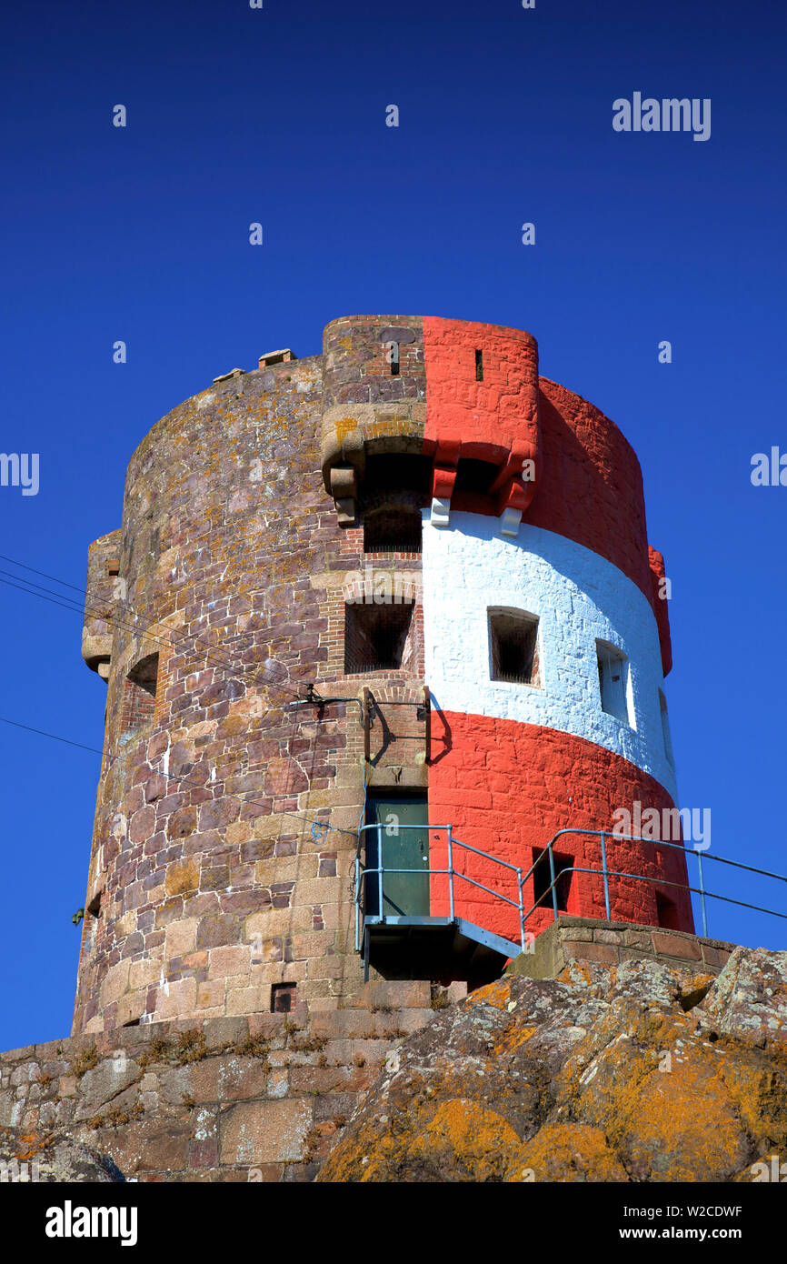 Archirondel Tower, St. Catherine's Bay, Jersey, Channel Islands Stock ...