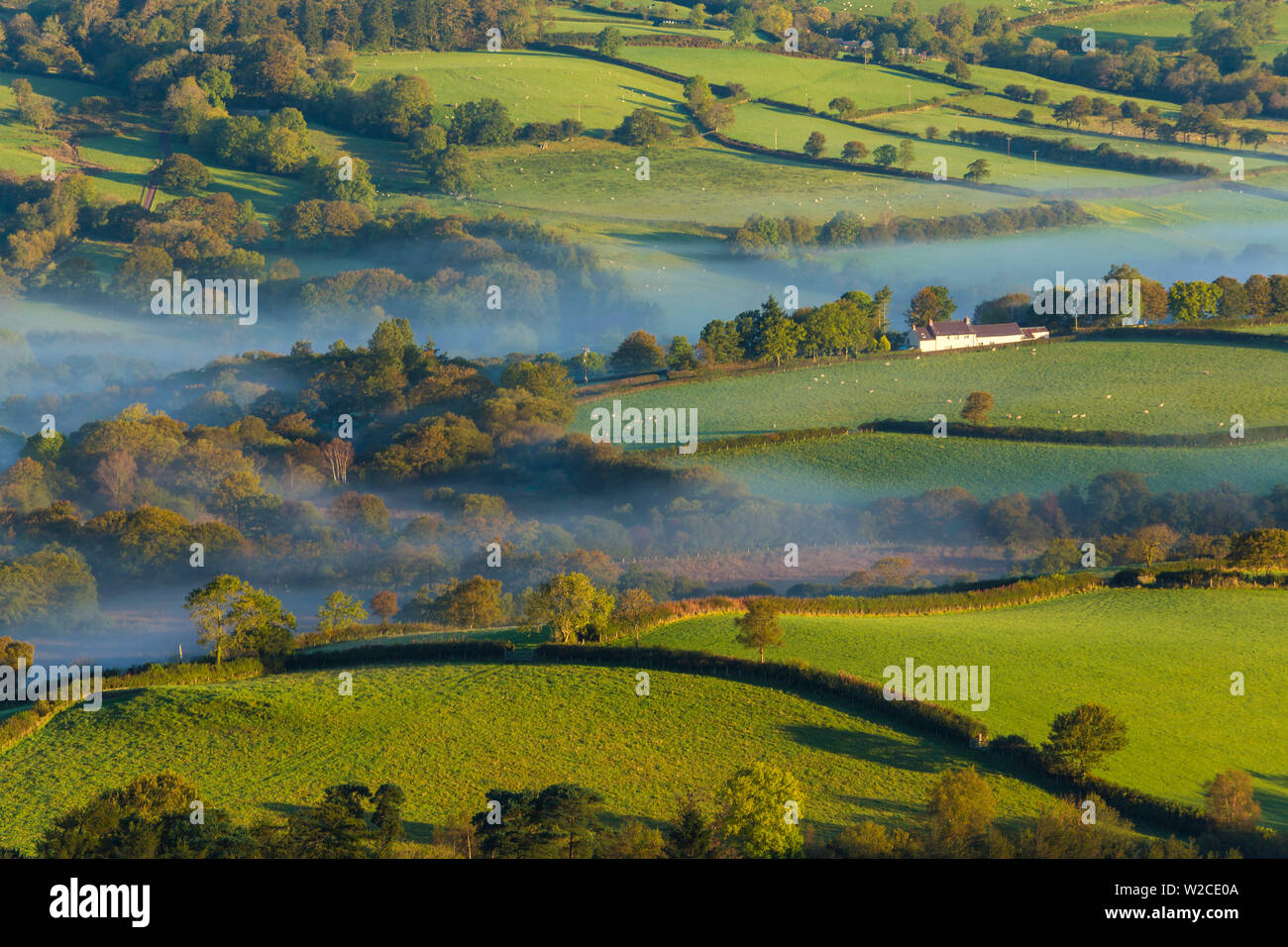 Misty valley in The Western Brecon Beacons National Park, Wales, United ...