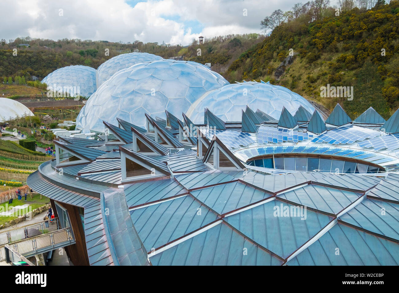Biomes and The Core centre in the foreground, Eden Project, Cornwall ...
