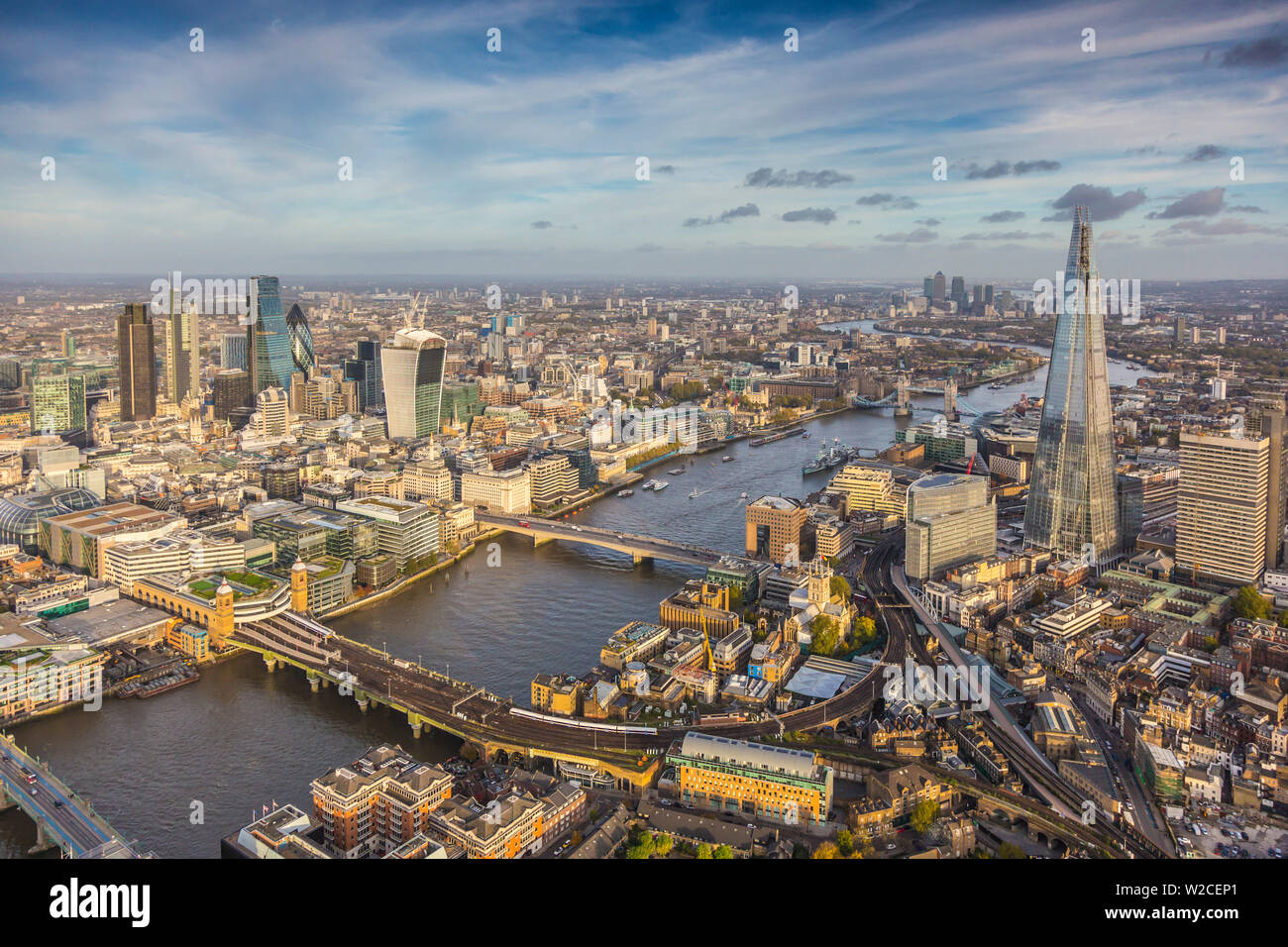 Aerial view from helicopter, The Shard, London, England Stock Photo - Alamy