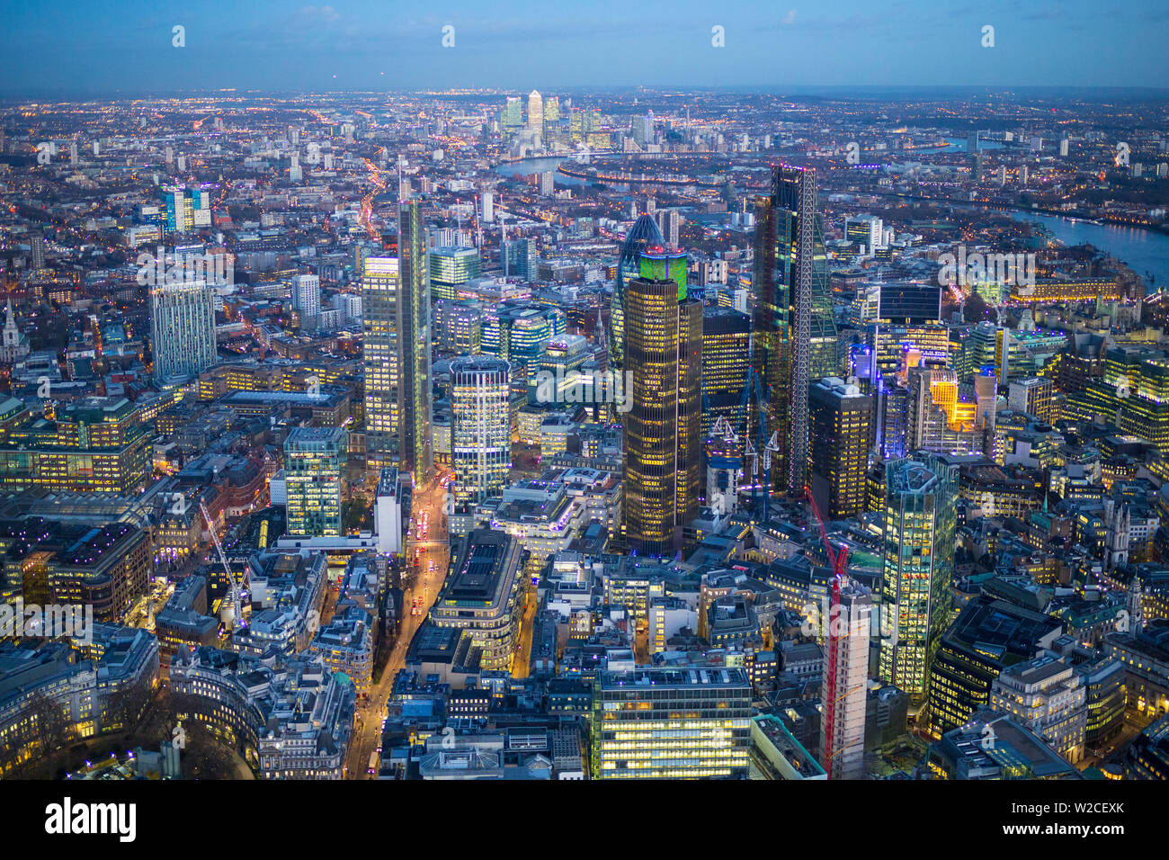 Aerial view over the City of London, London, England Stock Photo - Alamy