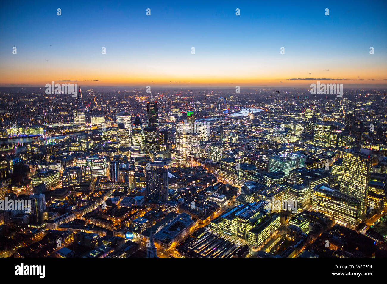 Aerial view of The Shard and City of London, London, England Stock ...