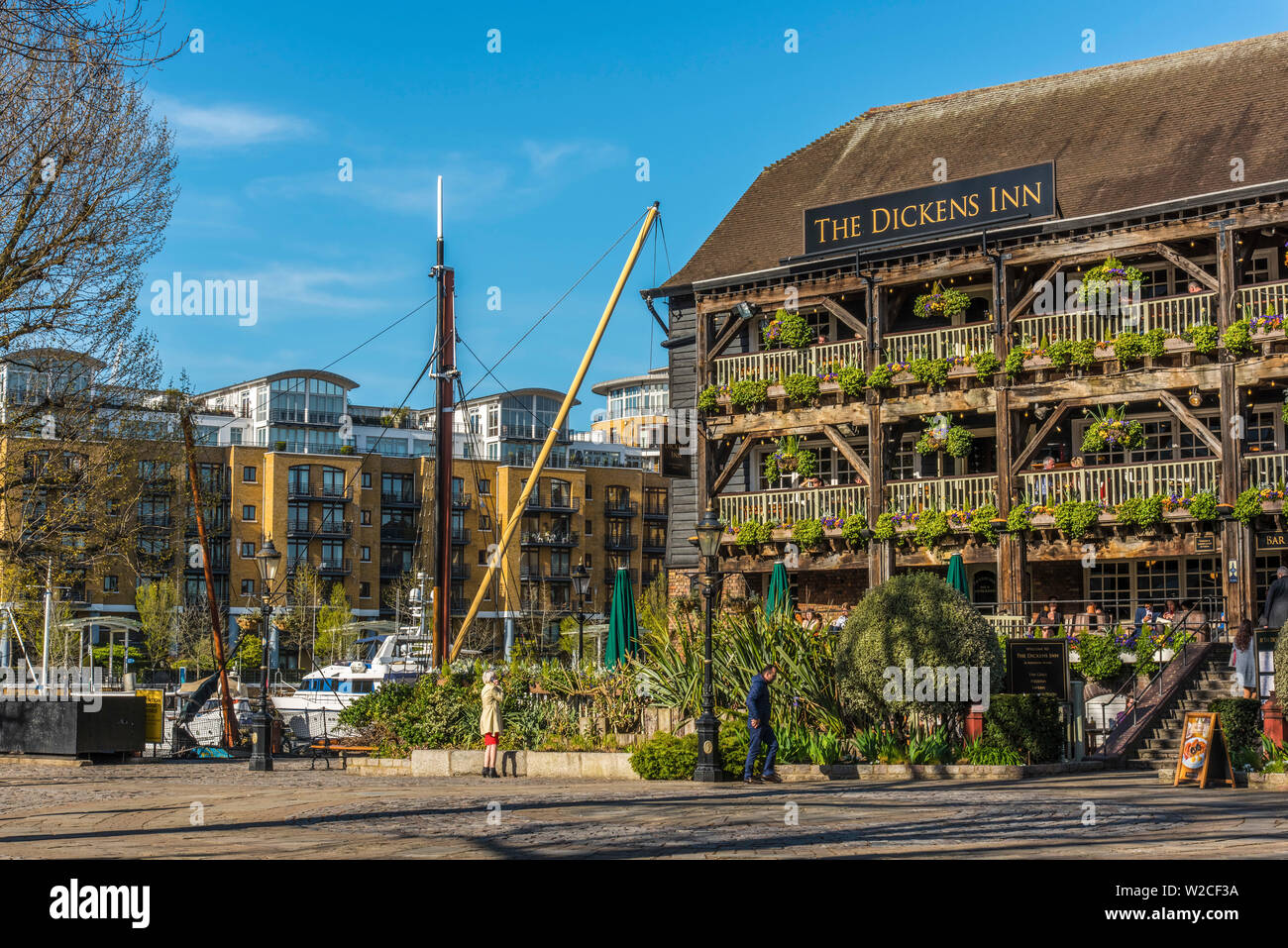 UK, England, London, St. Katharine's Wharf, The Dickens Inn Stock Photo ...