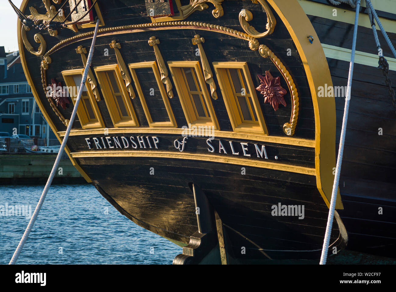 USA, Massachusetts, Salem, Friendship tall ship, Derby Wharf Stock ...