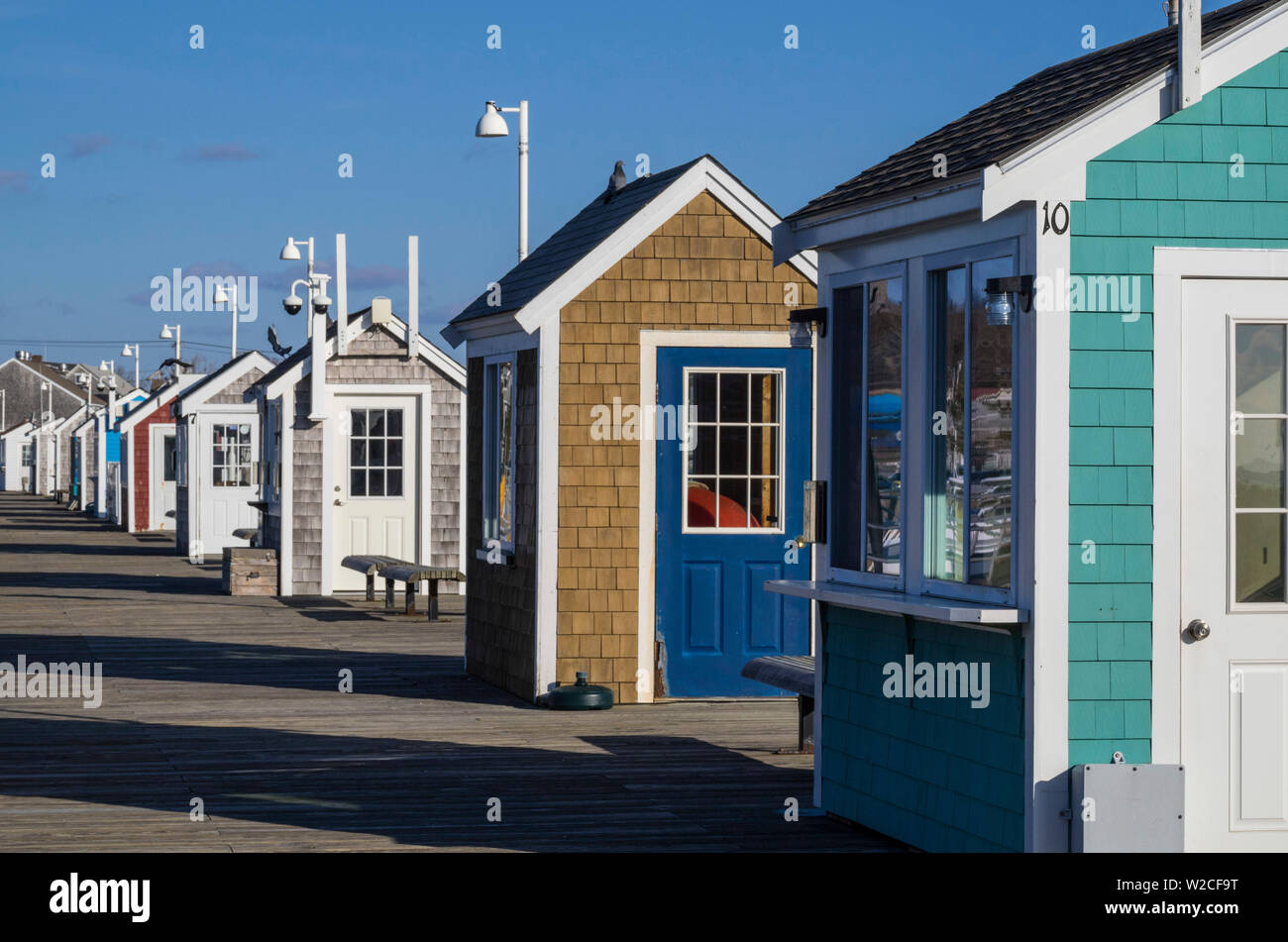 USA, Massachusetts, Cape Cod, Provincetown, Provincetown Pier, shacks ...