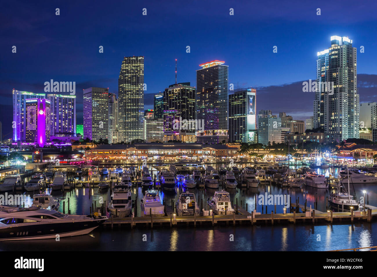 USA, Florida, Miami, city skyline with Bayside Mall Stock Photo - Alamy