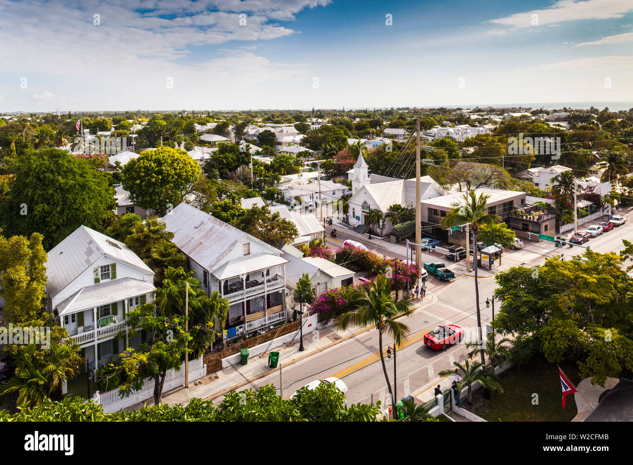 USA, Florida, Florida Keys, Key West, elevated town view from the Key ...