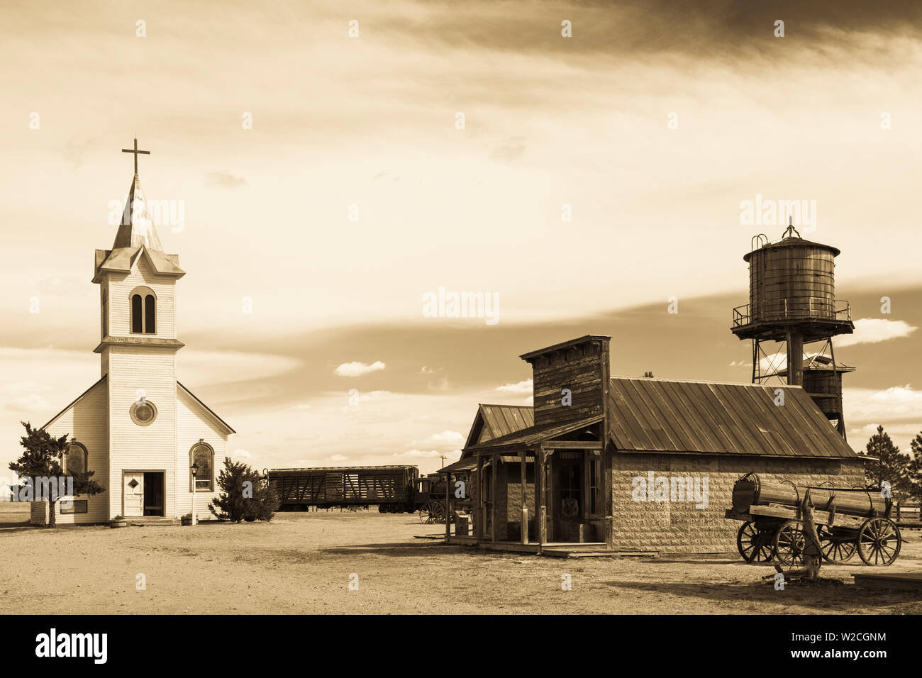 USA, South Dakota, Stamford, 1880 Town, pioneer village, church Stock ...