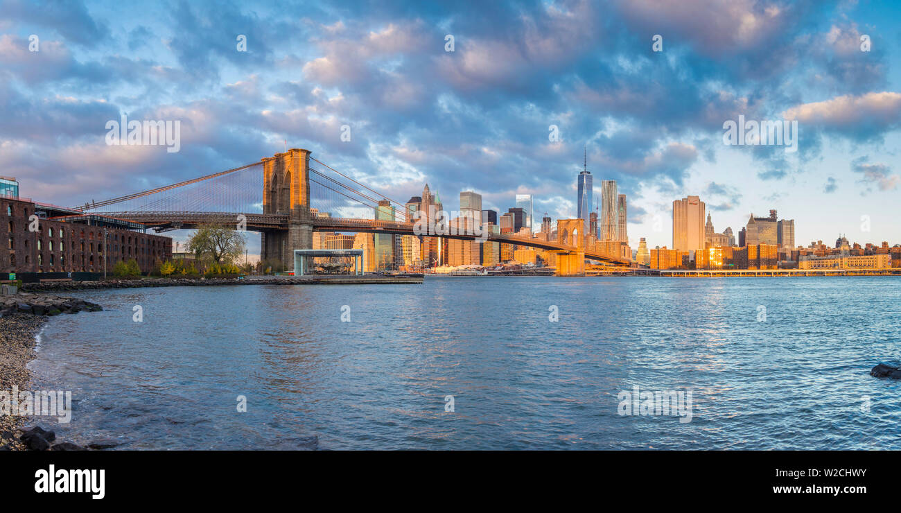 Brooklyn Bridge and Lower Manhattan/Downtown, New York City, New York ...