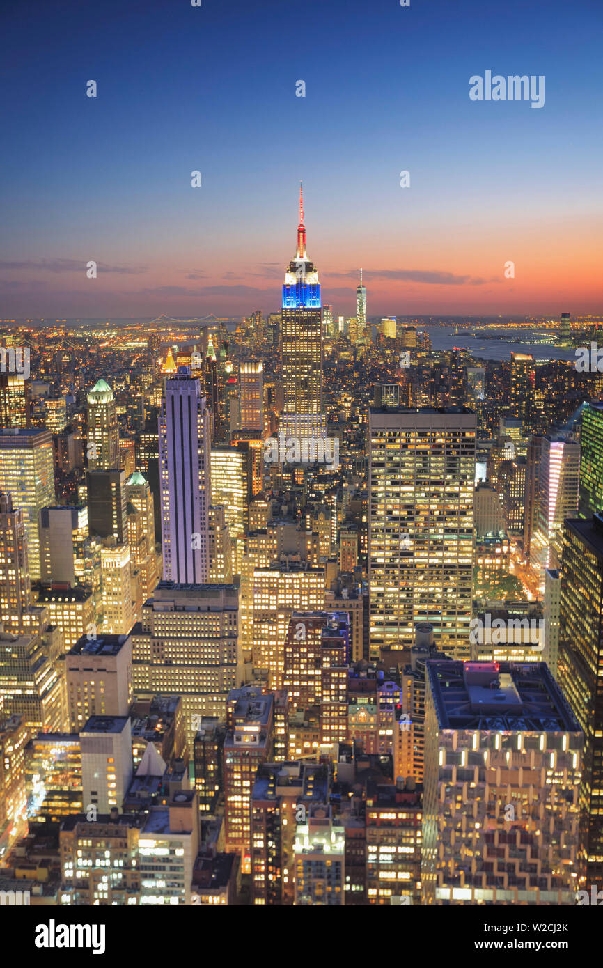 USA, New York, Manhattan, Top of the Rock Observatory, Midtown ...