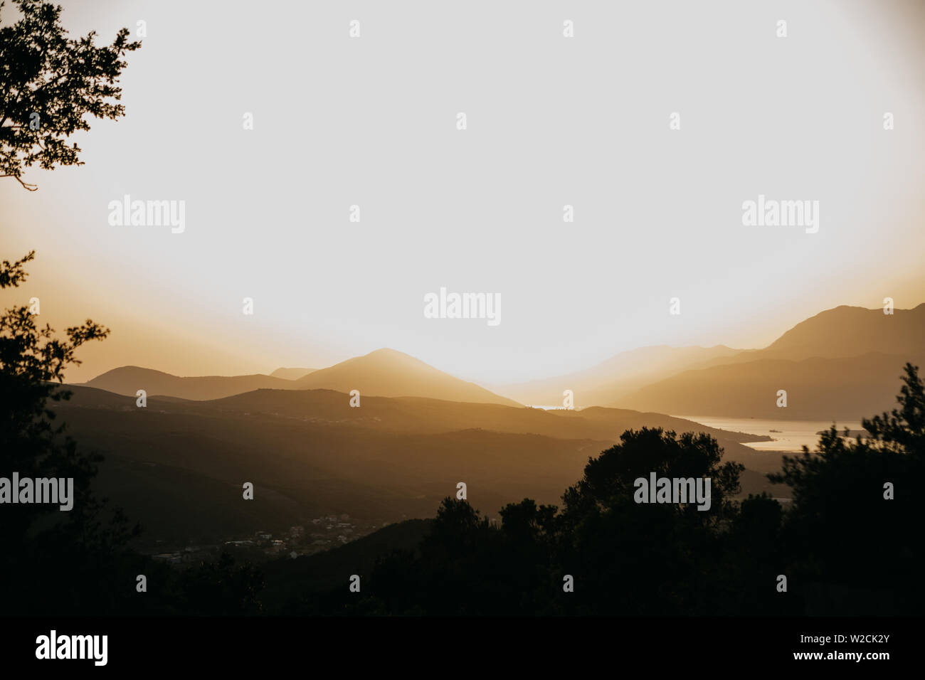 Fantastic view of the mountains and the sunset. Beautiful natural ...