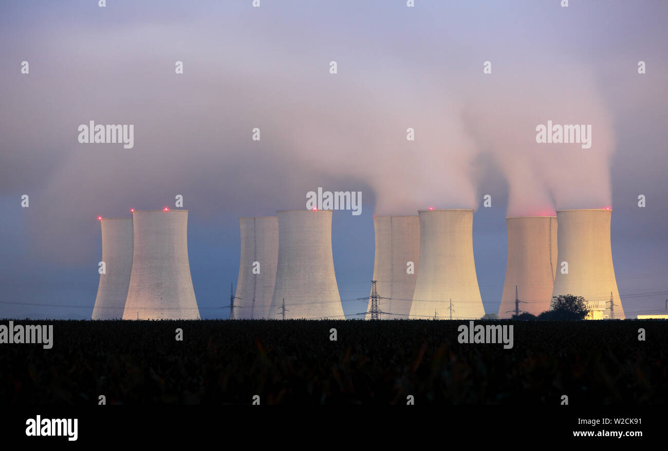 Nuclear power plant by night Stock Photo - Alamy