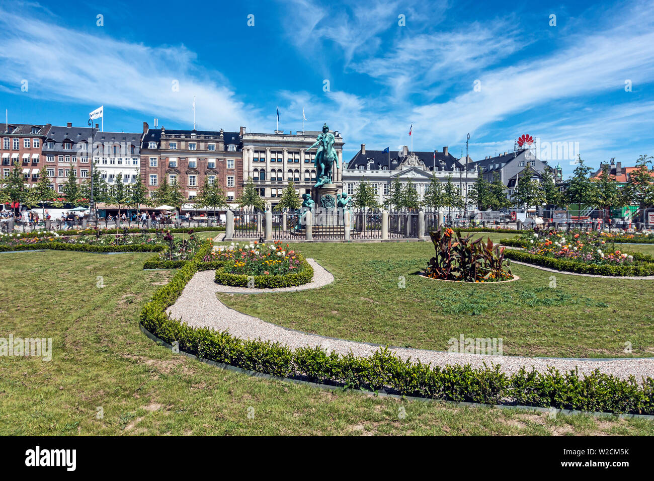 Equestrian statue of Christian V in the centre of Kongens Nytorv Nyhavn ...