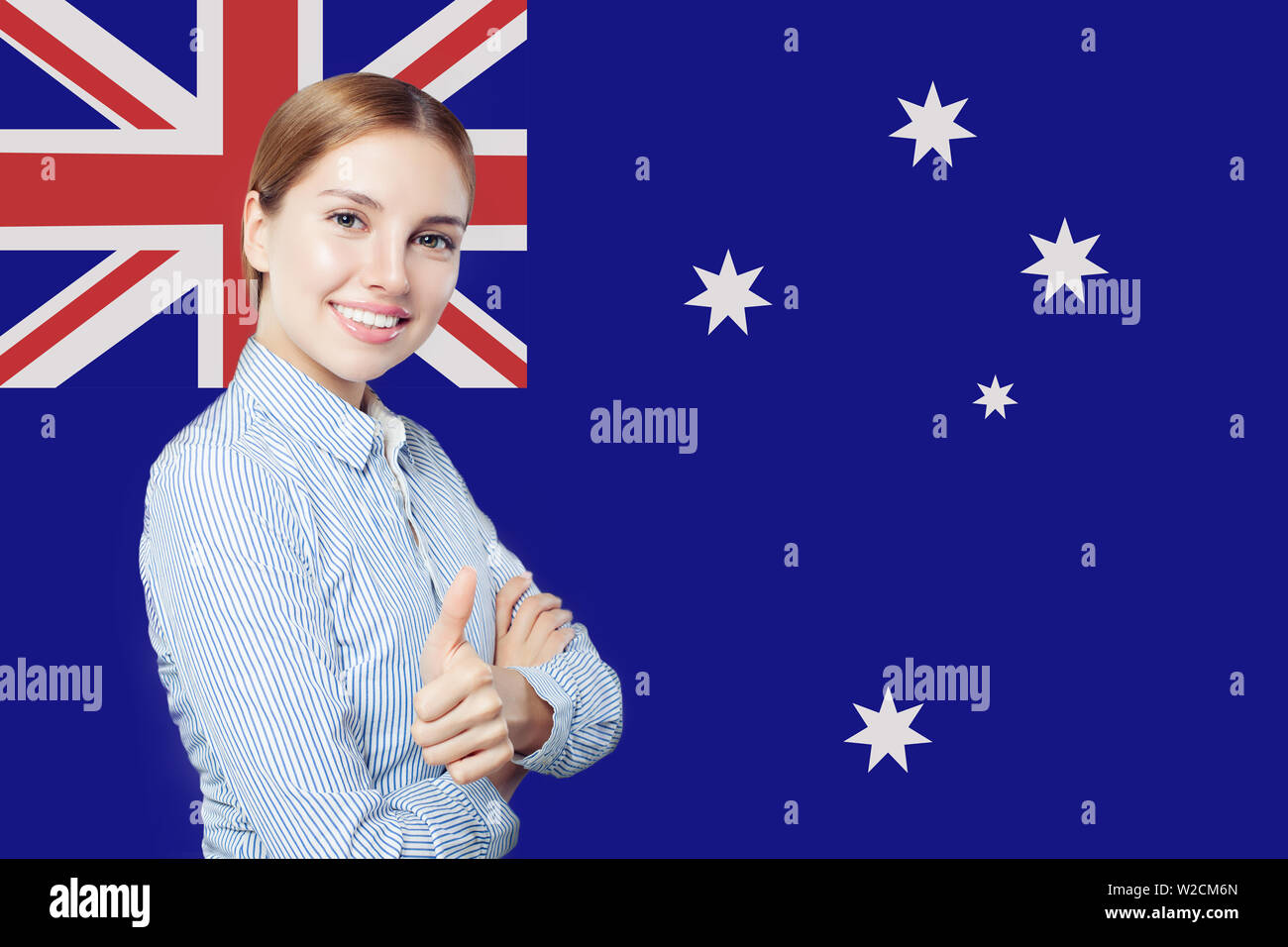 Travel and study in Australia concept with Cute smiling girl student ...