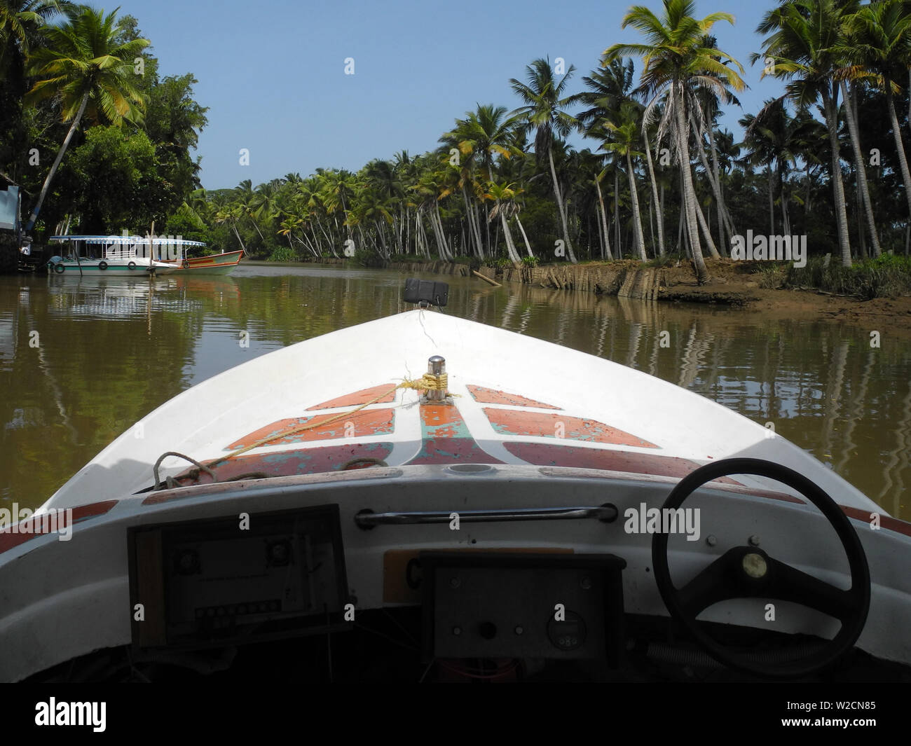 Backwaters, Kerala, Trivandrum region. View from the boat Stock Photo ...