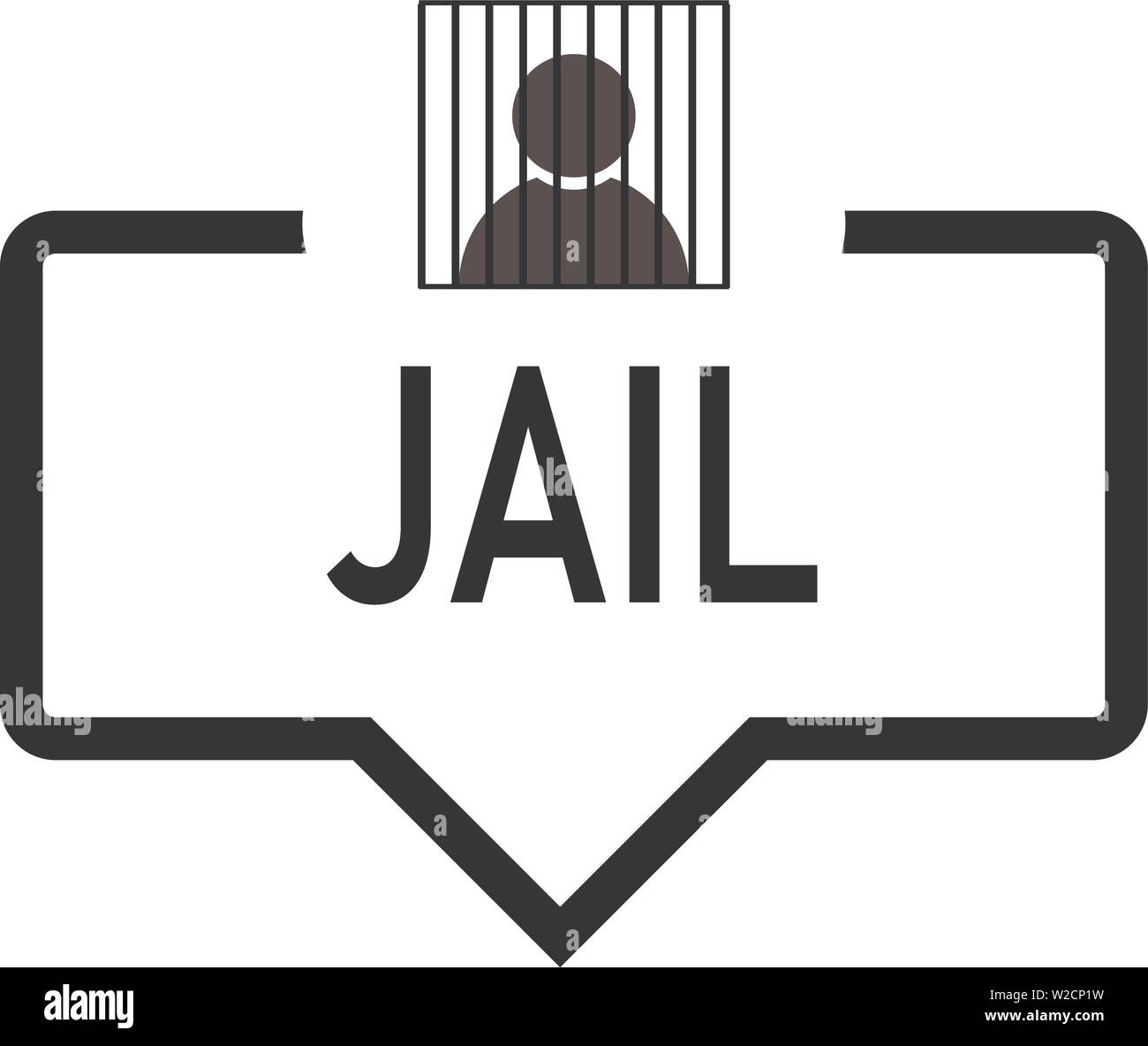 Jail Speech bubble with icon, isolated. Flat design on white background ...