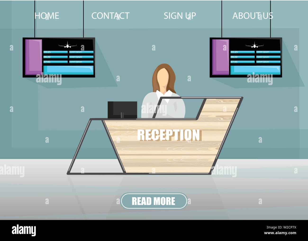 Air company travel page Vector template flat style. Home page with ...