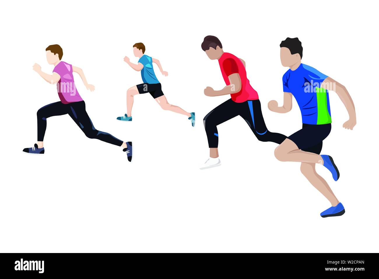 Team running Vector flat style. Athlets competition Game start brochure ...