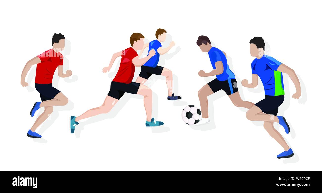 Team playing soccer Vector flat style. Game start. Soccer brochure ...