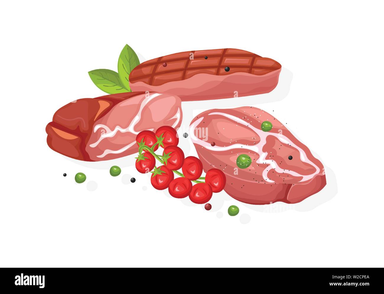 Meat fillet Vector flat style isolated on white background illustration ...