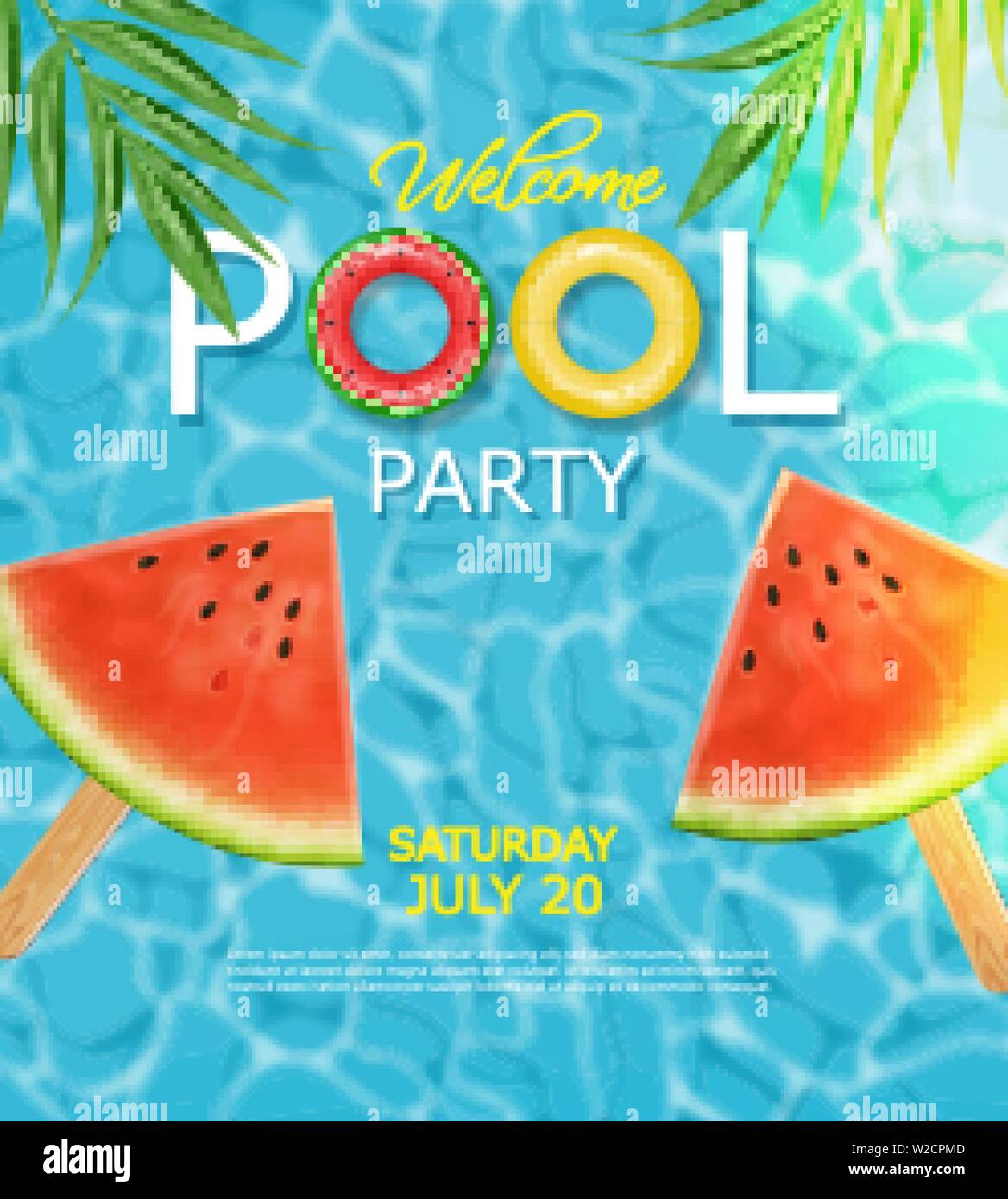 Summer pool and life ring Vector realistic. Commercial banner sale ...