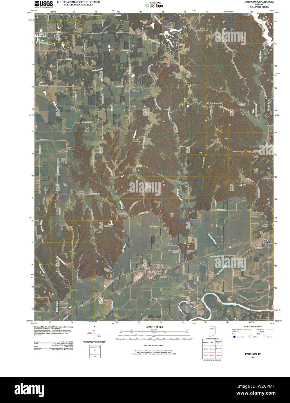 USGS TOPO Map Indiana IN Paragon 20100513 TM Restoration Stock Photo ...