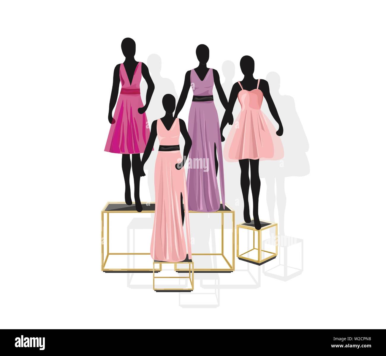 Mannequin Fashion dresses Vector illustration. Shopping concept front ...