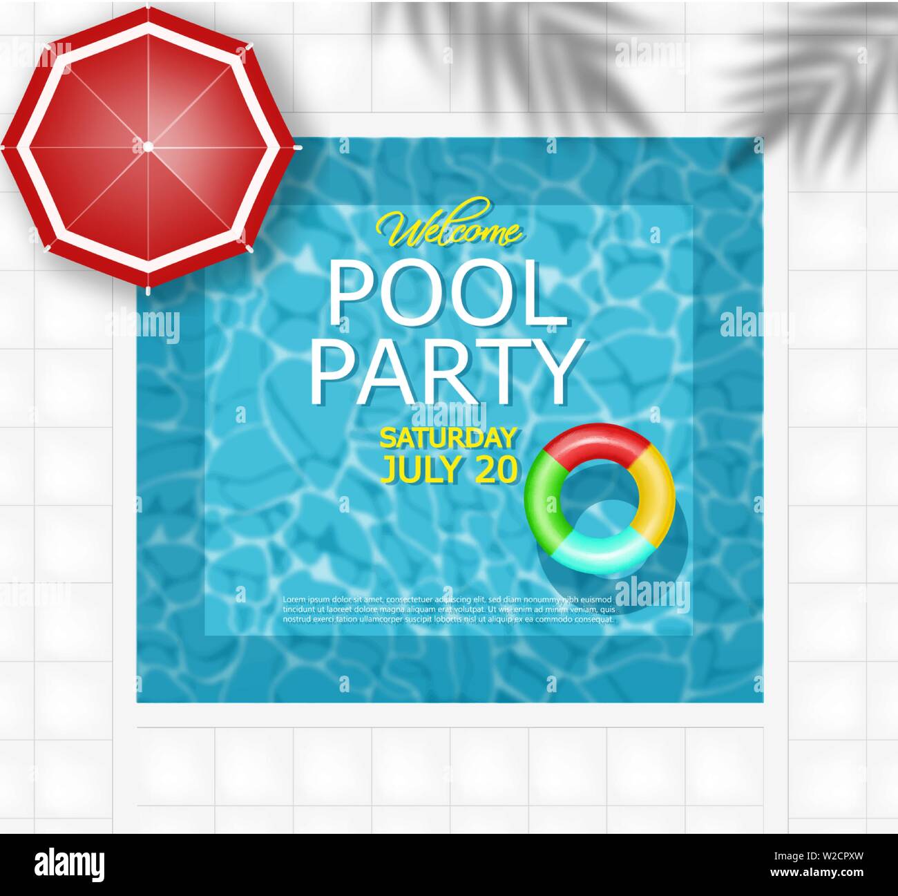 Summer pool and life ring Vector realistic. Commercial banner sale ...