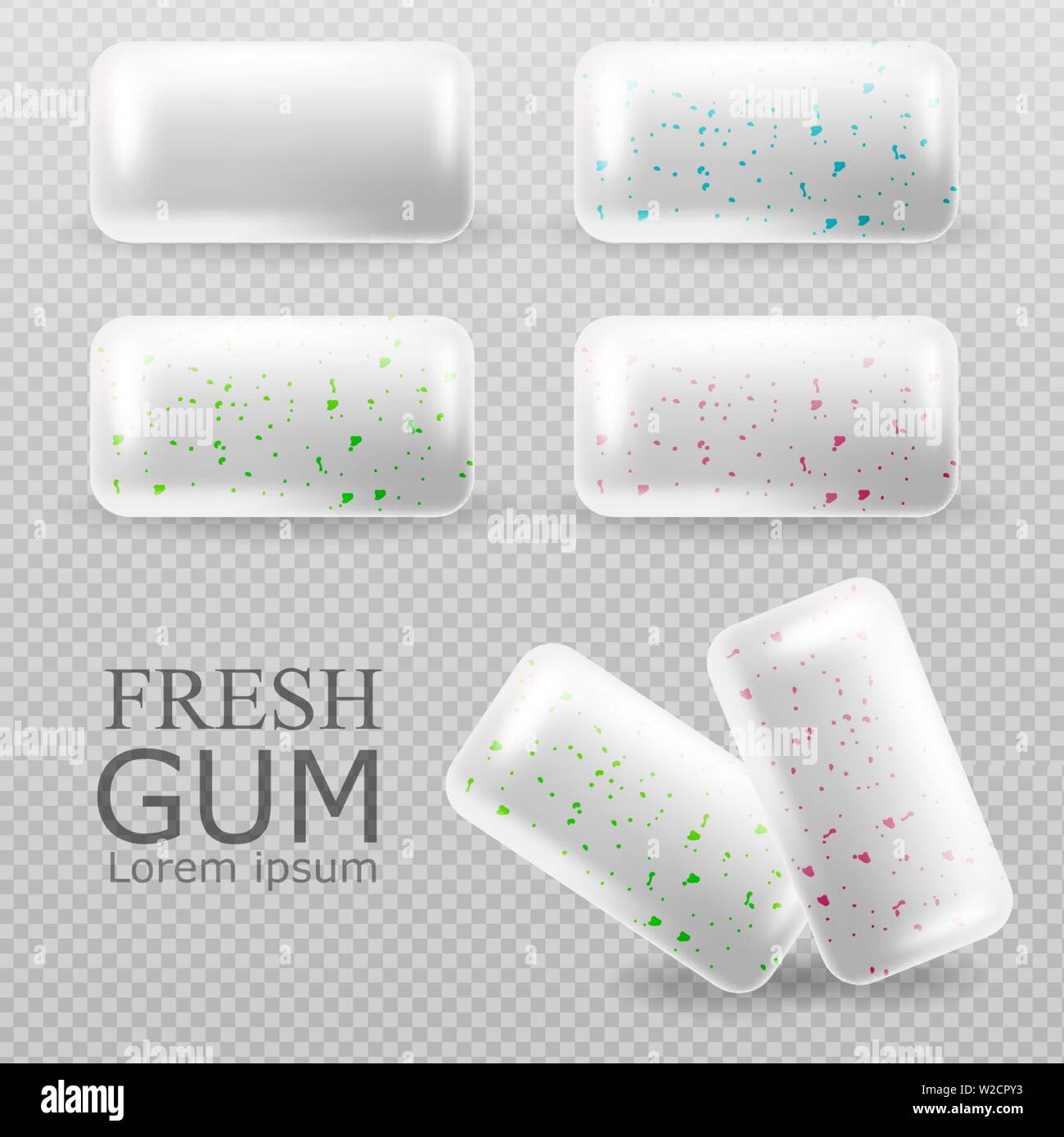 Chewing gum set Vector realistic. Tablets on transparent background ...