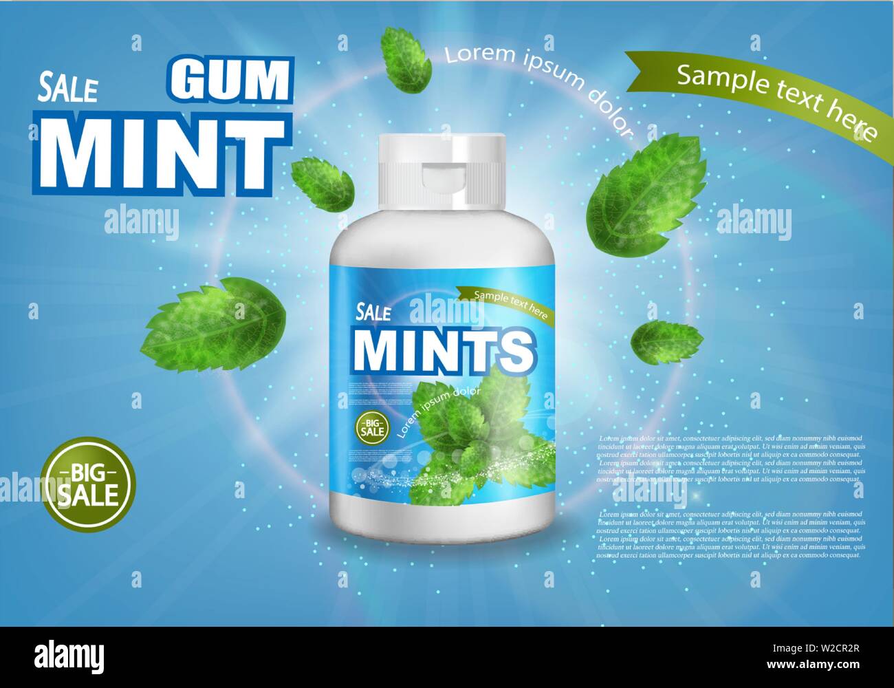 Mint chewing gum Vector realistic. Fresh flavor mock up. Product ...