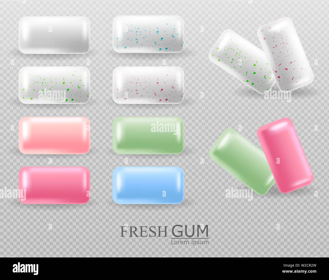 Chewing gum set Vector realistic. Tablets on transparent background ...