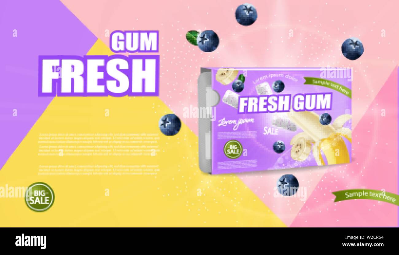 Chewing gum mock up Vector realistic. Product placement detailed label ...