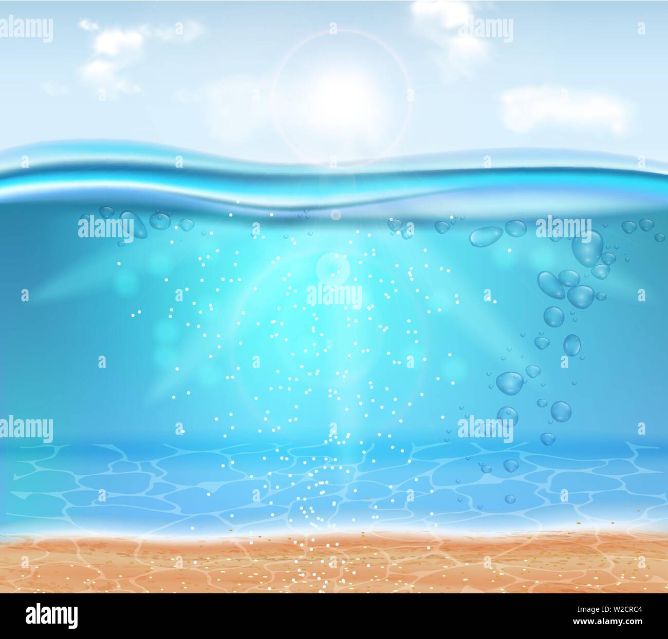 Underwater Vector realistic background. Sea party banner template ...
