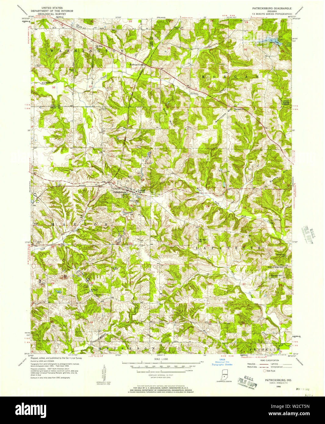 USGS TOPO Map Indiana IN Patricksburg 160829 1956 24000 Restoration ...